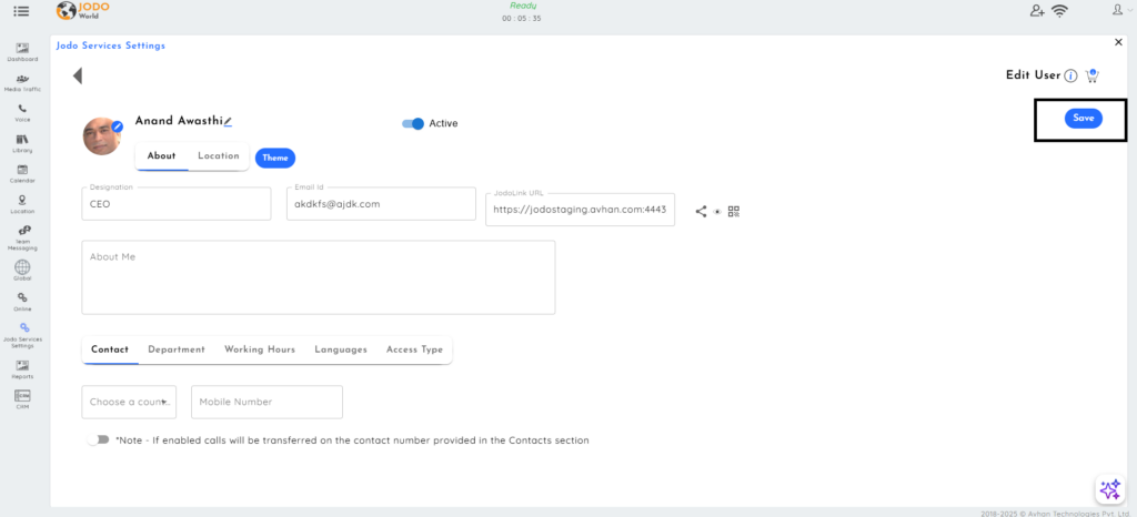 Save user information | Jodo Documentation Hub